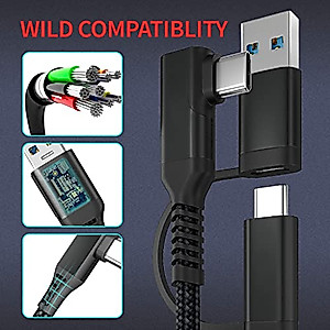 2 in 1 Fast Charging USB C Cable 10 FT 16 FT for Oculus Quest VR Gaming Headset Power Supply Cable PC Data Transfer type c charging cable fast charging 10ft 16ft for Oculus Quest VR Gaming Headset