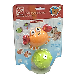 Hape Rock Pool Squirters | Colorful Baby & Toddler Bath Toys, Silicone and Non-Toxic Set, Water Spouting and Suction Crab & Fish