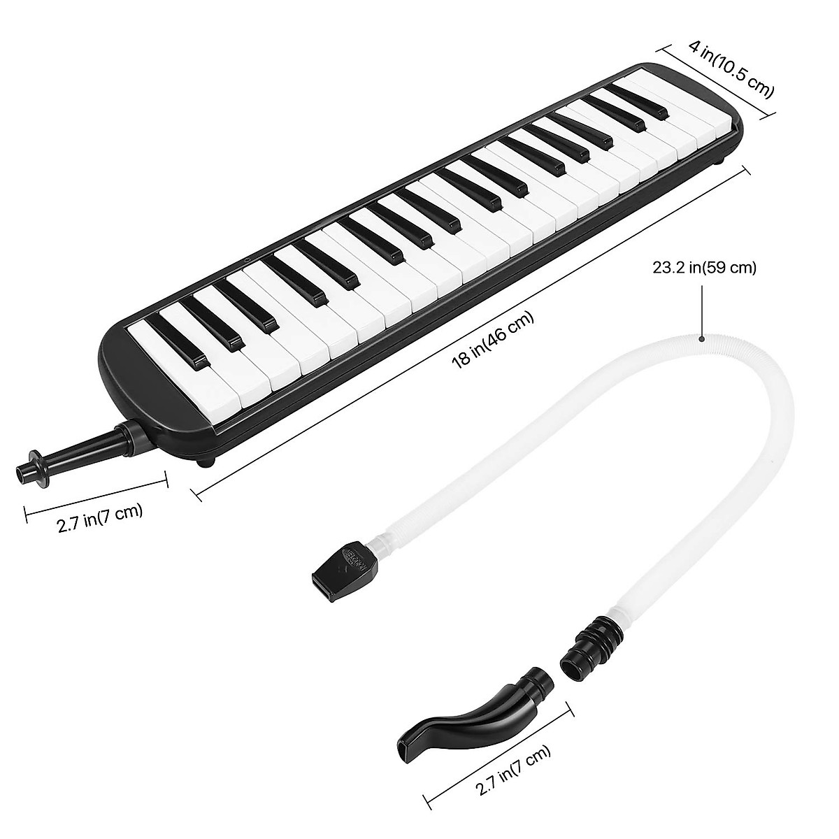 Flexzion Melodica Instrument 37 Keys Air Keyboard Piano for Kids and Adults, Beginner-Friendly Blow Keyboard Wind Instrument, Portable Keyboard Harmonium Instrument (Black)