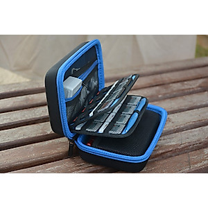 New 3DS XL Case, New 2DS XL Case, Deluxe Hard Protective Carrying Case for New Nintendo 3DS XL, 2DS XL - Fits AC Wall Charger, Travel Case with 16 Game Storage Holders - Blue