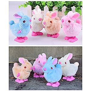 WAMSOLE Bunny and Jumping Chick Wind Up Toys Novelty Chicken Hopping Windup Toy for Kids Toddlers Adult Easter Egg Hunt Basket Stocking Stuffers Party Favors Goody Bag Fillers Gifts (Rabbit)