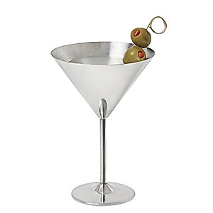 G.E.T. SW-1612-SS-EC Stainless Steel Metal Martini Glasses, 12 Ounce (Set of 4)