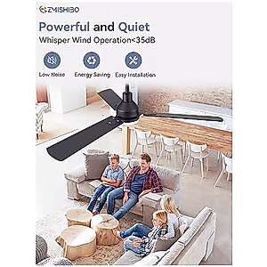 ZMISHIBO 52 Inch Ceiling Fan With Light Remote Control, Indoor And Outdoor LED Ceiling Fans, 3 Color Temperatures, Quiet Reversible DC Motor, Dual Finish Blades (Modern Black & Farmhouse Walnut)