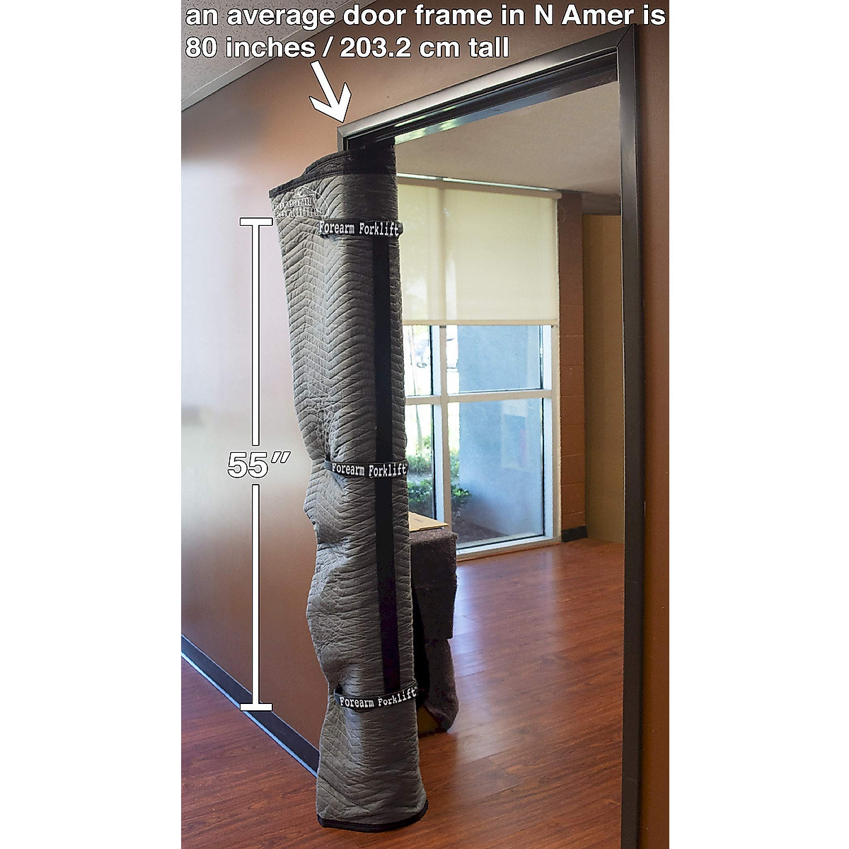 Forearm Forklift FFDJSS3WW Jamb Protector with 3 Steel Spring Clips That Hold Moving Blanket or Cardboard to Door Frame to Prevent Scratching, Black