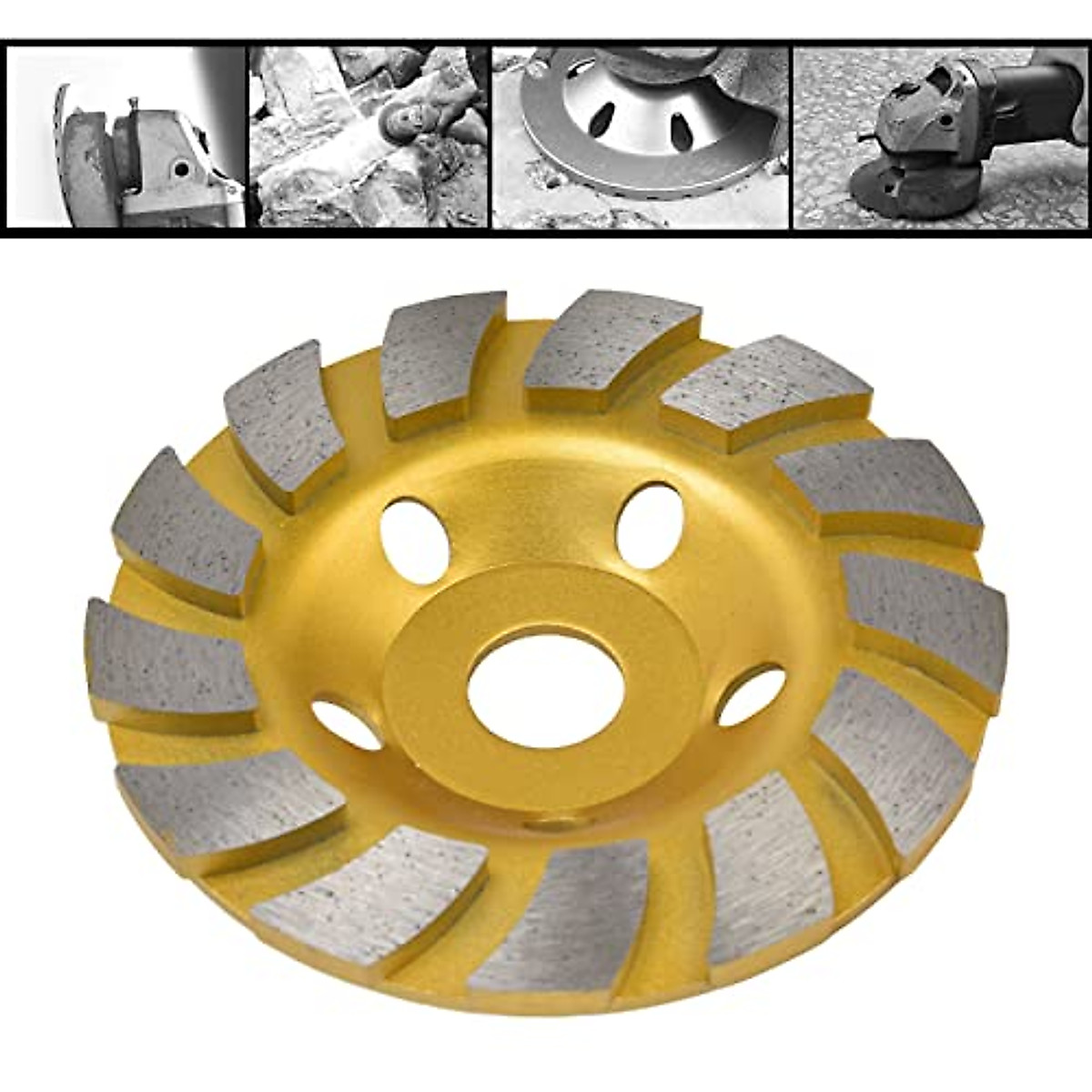 Concrete Grinding Wheel,Diamond Grinding Wheel Turbo Diamond Segments Cup Disc Fast Cutting for Masonry Grinder (125mm)