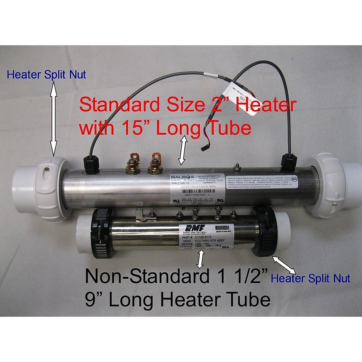 Set of (2) Hot Tub Spa 1 1/2" Slip X 1 1/2" Heater Union with Gasket