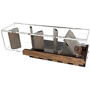 C4Labs Dice Tower & Tray | Clear with Wooden Paddles | Watch The Dice Decide (Walnut)