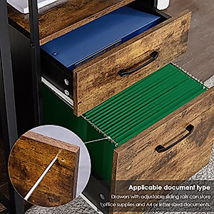 Fameill Rolling Filing Cabinet 2 Drawer File Cabinet Industrial Printer Stand for Home Office Small Under Desk Cabinet with Open Shelf,Storage Cabinet for A4, Letter Size, Rustic Brown