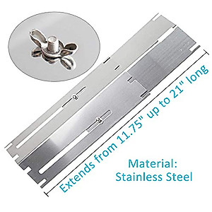 BBQration 5-Pack Extends from 11.75" up to 21" L Universal Replacement Heavy Duty Adjustable Stainless Steel Heat Plate Shield, Flavorizer Bar, Heat Tent, Burner Cover, Flame Tamer for Gas Grill