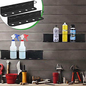Therwen 2 Pcs 5 Holes All Purpose Steel Spray Bottle Holder Heavy Duty Spray Can Holder Rack Organizer Easy Install Wall Mount Paint Spray Bottle Organizer Storage Rack for Garage Home Workspace