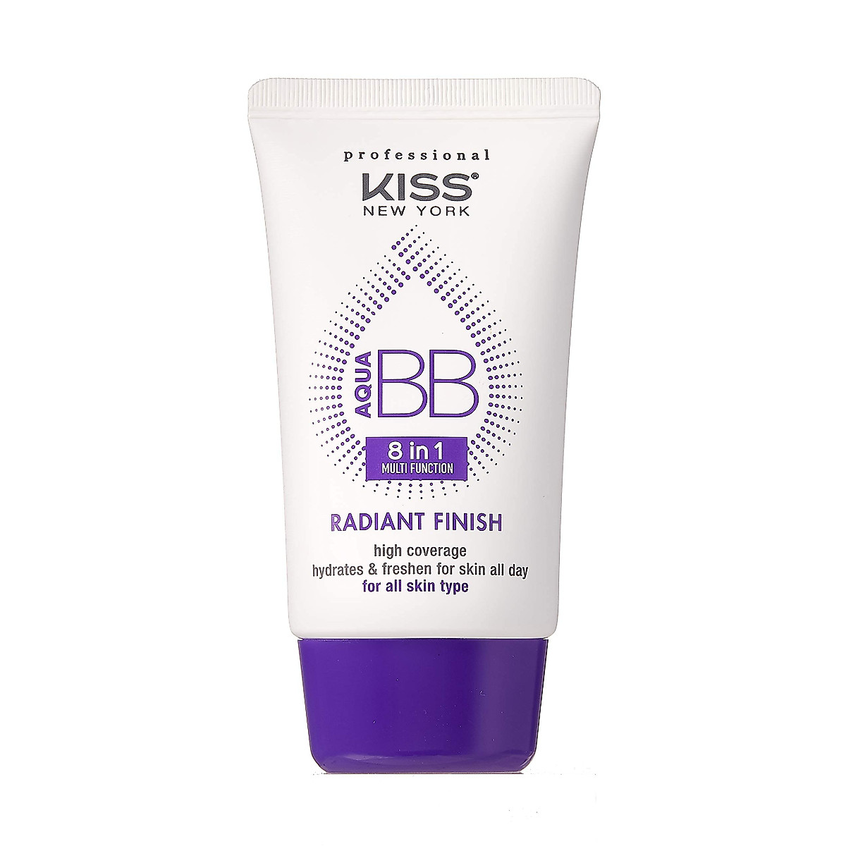 Kiss New York Aqua BB Cream 8-in-1 Multi Function Cover and Care Beauty Balm, Korean Skin Care Argan Oil Infused, Radiant Finish, Hydrating Full Coverage BB Cream 1.42 Fl Oz (Coconut)