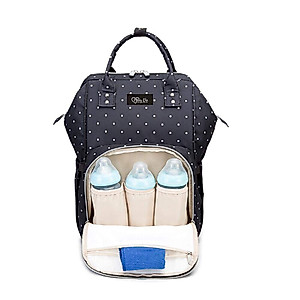 Milky Chic Mommy Diaper Bag- Waterproof USB Charging Port Stroller Straps Changing Pad (Dots)