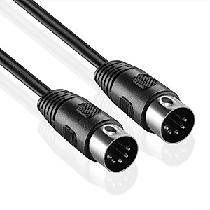TNP MIDI Cable (1FT) - 5 Pin DIN Male Audio MIDI to MIDI Connector Interface Jack Plug Wire Cord