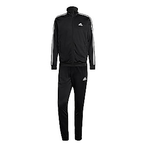 adidas Men's Sportswear Basic 3-stripes Tricot Track Suit, Black, Large