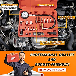 Shankly Diesel Engine Compression Tester Automotive Fuel Pressure Tester Kit, Engine Compression Gauges Tool 1000 PSI with Cylinder Compression Tester Hose - Comes with Carrying Case