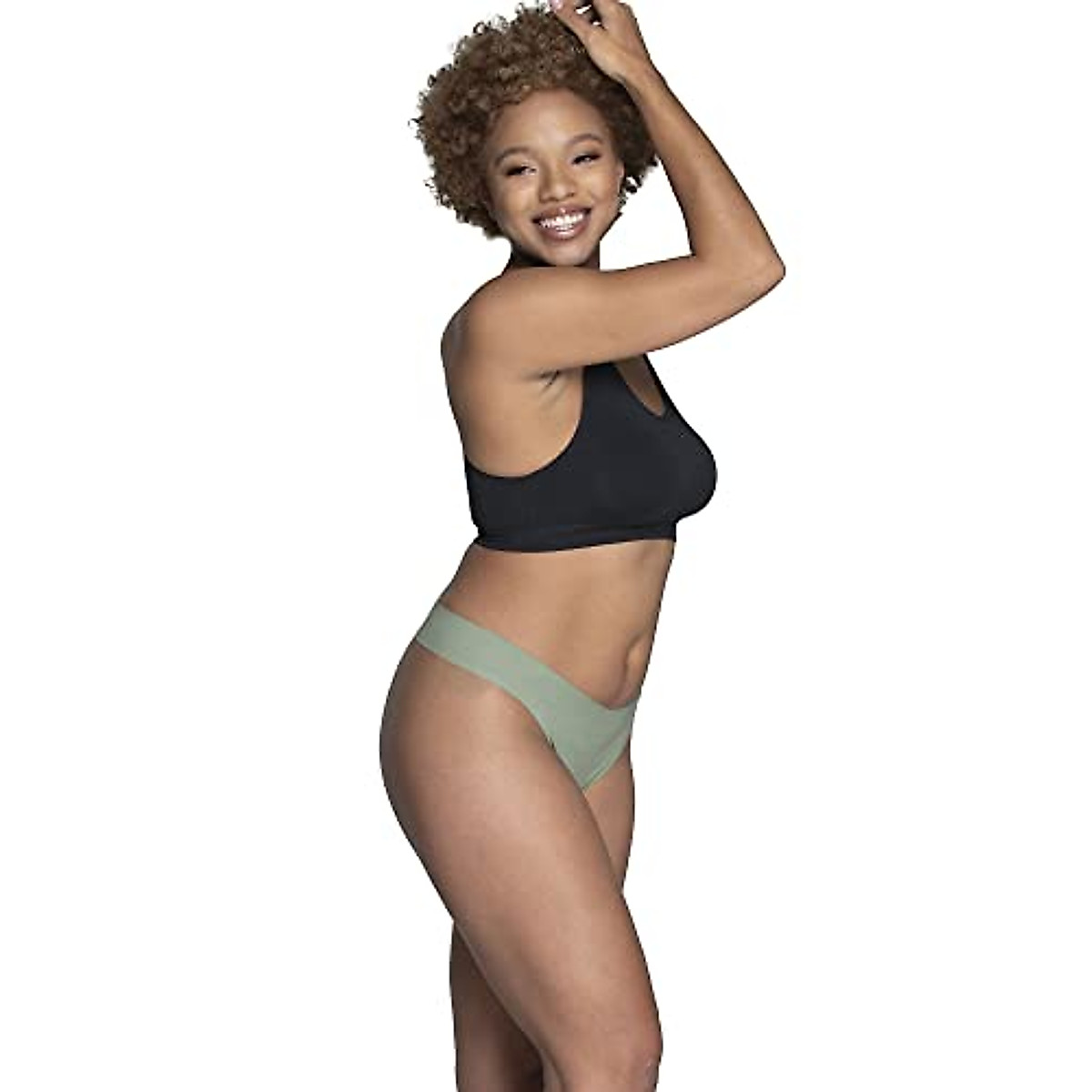 Fruit of the Loom Women's No Show Seamless Underwear, Amazing Stretch & No Panty Lines, Available in Plus Size, Thong-3 Pack-Mango/Nude/Blue, 6