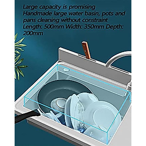 Stainless Steel Free-standing Kitchen Sink Commercial Restaurant Sink Stainless Steel Free-standing Kitchen Sink for Laundry Garage Camping 80x50x80cm/31.5x19.7x31.5in Left