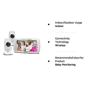 Video Baby Monitor,1080P Full HD Ultra clear image quality,5.5" IPS Screen Monitor & 2 Camera, Range up to 1000ft,24h Battery Life, 2-Way Talk,Split Screen,Night Vision,Temperature Monitor,No WiFi.