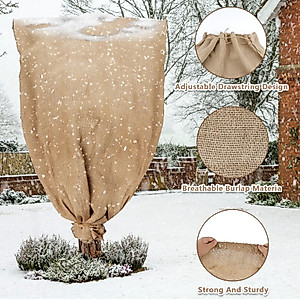 47.2''×70.8'' Plant Cover Drawstring Tree Cover,Burlap Winter Plant Cover Bag,Plant Covers Freeze Protection,Winter Freeze Plant Protection,Reusable Tree Jacket Frost Blanket for Outdoor Plants Potted