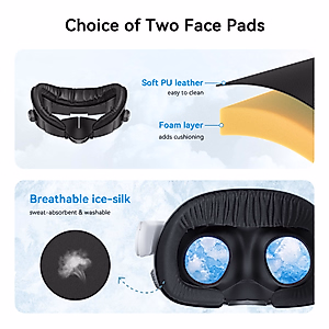 AMVR Upgraded Comfort Face Cover Pad Facial Interface Compatible with Meta/Oculus Quest 3 Accessories, with Knob Adjustable, with PU Face Cushion and Breathable Ice Silk Cotton