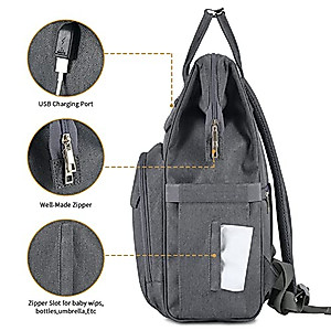 Mokaloo Diaper Bag Backpack, Large Baby Bag for Boys & Girls,Travel Backpack with USB Charging Port for Moms Dads, Anti-Water Maternity Nappy Changing Bags with Stroller Straps, Baby Registry Search