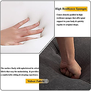 asunflower Modular Fabric Couch Sectional Sofa Middle Section Velvet Couch for Living Room Furniture Set, Deep Grey