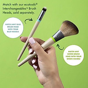 EcoTools Wake Up + Glow Interchangeables Makeup Brush Set with Case, With Beauty Blender Makeup Sponge, Silicone Applicator Face Mask Brush, Eye Roller Depuffer (Set of 6)