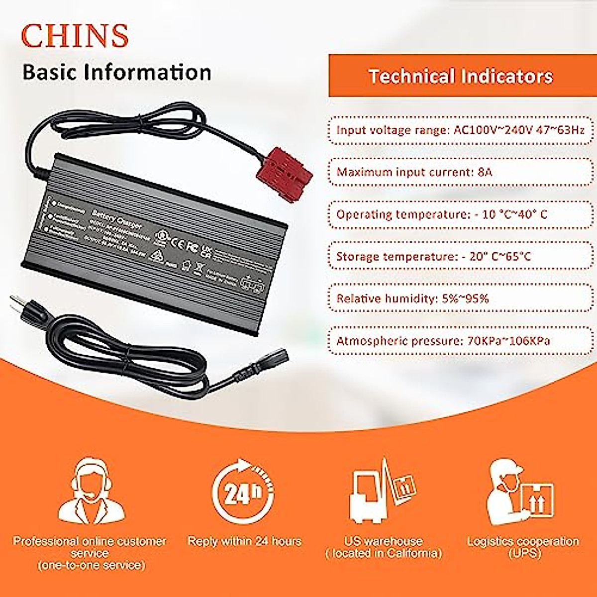 CHINS Bluetooth LiFePO4 Battery Smart 48V 100AH Lithium Battery, Includes 48V 10A Lithium Battery Charger, Perfect for Golf Cart, Trolling Motor, Marine, Peak Current 500A