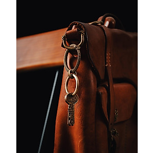 COPPERTIST.WU Ouroboros Snap Brass Keychain Keyring Spring Clip Ring with Key Ring