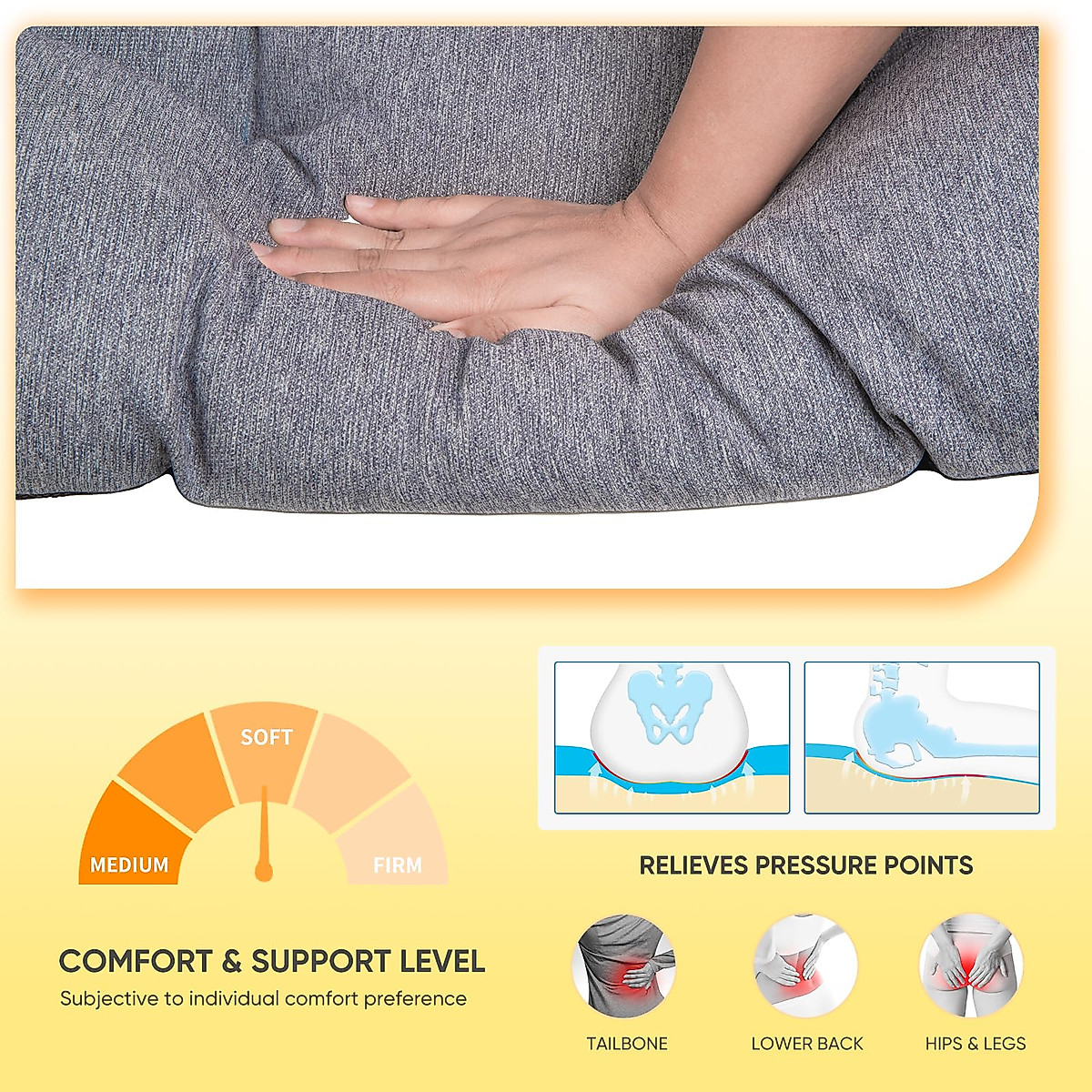 Millsilo Bench Cushions for Indoor Furniture,Non-Slip Tufted Soft Bench Cushion for Kitchen Dining Seat Pads, Piano Chair Cushion, Shoe Storage Cushions, Outdoor Patio Cushions, 36x14x4 inch, Grey