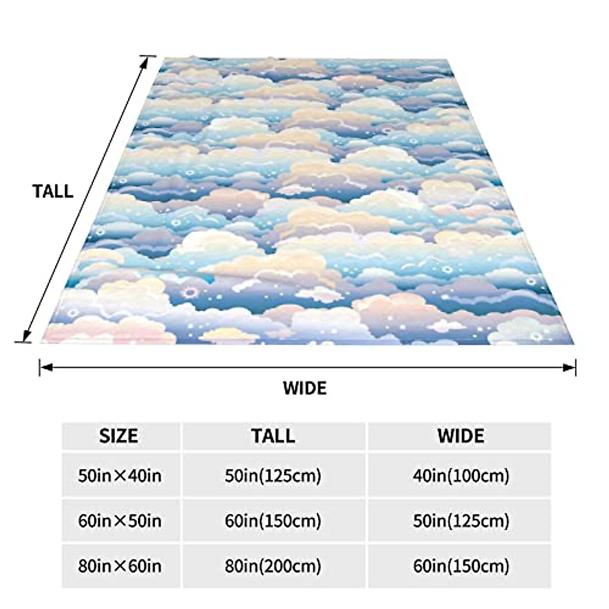 Cute Cloud Soft Lightweight Fleece Throw Blankets Cozy Warm Fuzzy Plush Microfiber Blanket for Sofa Couch Bed All-Season 60"X50"