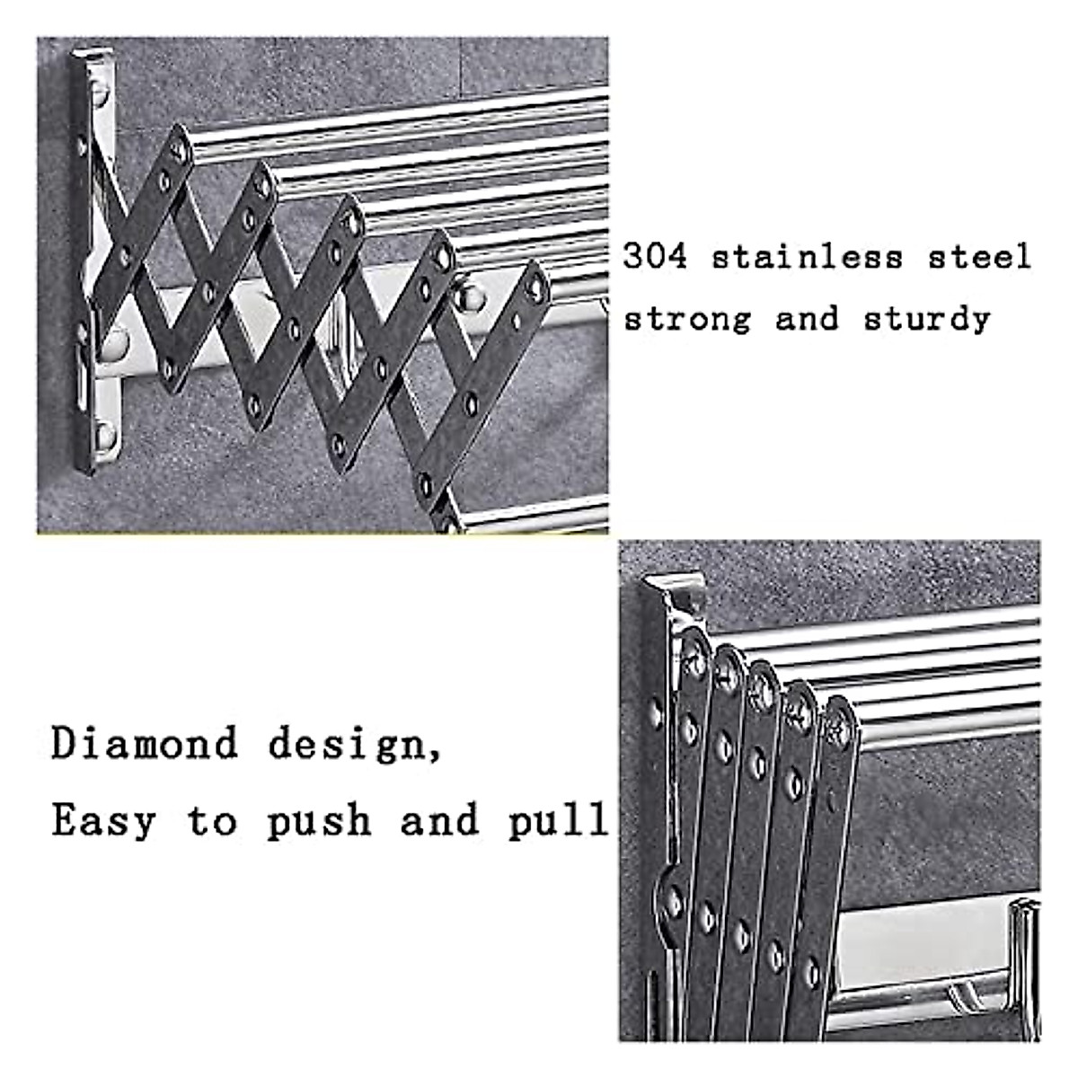 XMCX 40-100cm Wall Mounted Clothes Rail Laundry Drying Rack Foldable Space-Saving Airer Coat Hanger Racks Dryer Rod Hooks Easy Storage (Size : 100cm/39.4in)