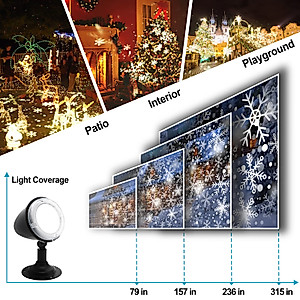 Lovinberry Christmas Snowflake Projector Lights Outdoor, Indoor Night Lights Snowfall, Home Decorative Lights for Garden Yard Wall Patio, LED Lighting for Xmas Holidays Wedding Party