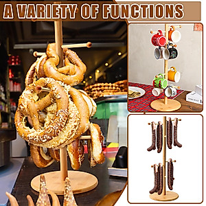 RimCereal 1 Pcs Bamboo Pretzel Stand Holder with Arms Sausage Stand Oktoberfest Coffee Mug Tree Pretzel Stand for Oktoberfest Party (50 x 19.5 x 19.5cm)