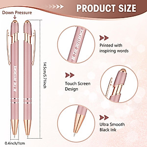 Yeaqee 24 Pcs Inspirational Ballpoint Pens Motivational Black Ink Retractable Quotes Pen with Stylus Tip Encouraging Message for Women Men Writing Office School Christmas Gift(Rose Gold)