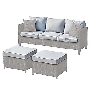 ovios Patio Cushion Covers, Waterproof Cushion Cover for Outdoor Furniture, Sofa, Couch, Ottoman Seat Back Cushion Cover with Zipper (8 Covers, Grey)