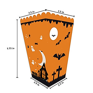 Goroar Cute Classic Haunted House Pumpkin Halloween Popcorn Boxes, Set of 12, Halloween Party Favor Popcorn Treat Boxes