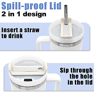 Amgkonp 2 Pack 40oz Stainless Steel Insulated Travel Cup with Handle and Straw, Sublimation Tumbler Blanks for DIY Gift