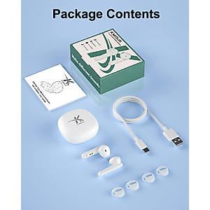 KMOUK True Wireless Earbuds, Qualcomm QCC3040 Bluetooth 5.2 Earbuds, IPX8 Waterproof Earphones, 4-Mic CVC8.0 Call Noise Reduction, 30H Playtime, in-Ear Stereo Headphones with Touch Control, White