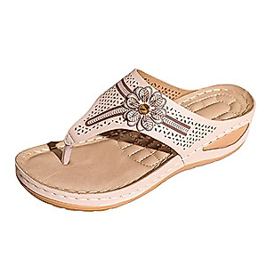 Born Womens Sandals 7 Ladies Shoes Wedge Platform Thong Sandals Casual Shoes Beach Shoes Light Soft Sole Thong Flip (Pink, 7.5)