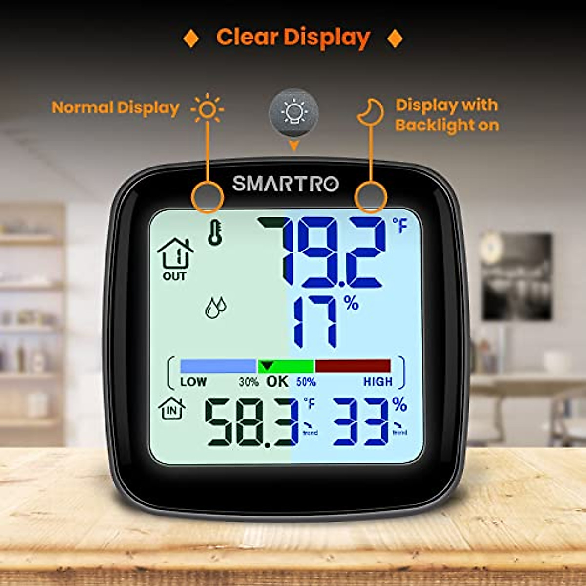 SMARTRO SC92 Professional Indoor Outdoor Thermometer Wireless Digital Hygrometer Room Humidity Gauge Temperature and Humidity Meter & Pro Accuracy Calibration