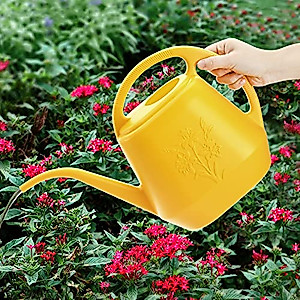 Fasmov 1-Gallon Plastic Watering Can with Comfortable Handle, Garden Watering Cans Long Spout for Indoor Outdoor Watering Plants, Yellow