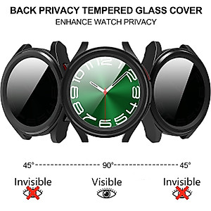 Suoman 4+4 Pack for Samsung Galaxy Watch 6 Classic 47mm Case,Privacy and HD Screen Protector Combination,All-Round PC Matte Protective Cover Bumper -Black