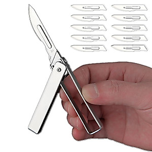 SZHOWORLD Creative Stainless Steel Folding Knife, Utility EDC Pocket Knife with #24 Replaceable Blade, for Outdoor Camping, Hunting, Fishing, Hiking for Men & Women