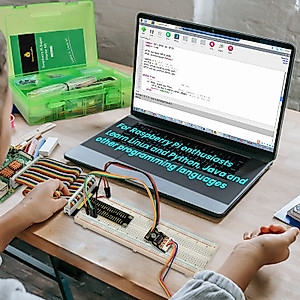 KEYESTUDIO Super Starter Kit for Raspberry Pi 4 3 3B/3B/B+, Tutorials C Language Python Java Code STEM Education Kit, Electronic Components GPIO Breakout Solderless Breadboard LCD Relay 5v Dot Matrix