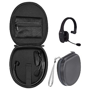 WGear Headset Case for VXI BlueParrott B550-XT, B450-XT, B450-XT -204010-C, B350-XT, B250-XTS, C400-XT, Mesh Pocket Cable, Amplifier and Other Accessories, Detachable Wrist Strap (Gray), compact Size
