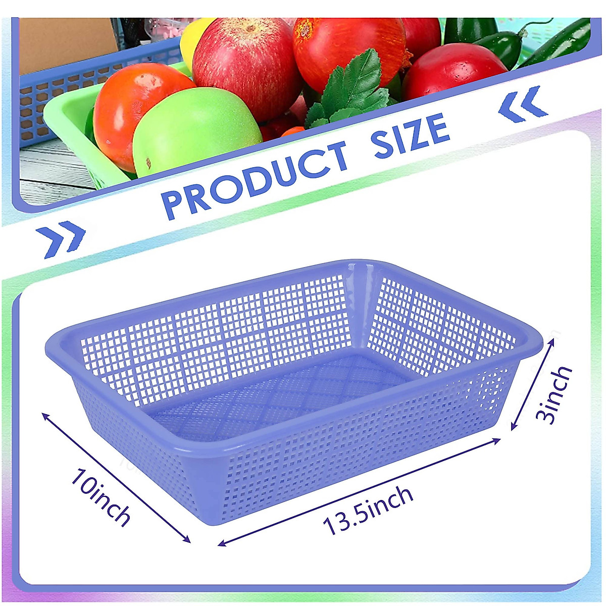 Kolewo4ever 24 Pack Classroom Storage Baskets Pencil Organizer Bins 13.5 x 10 x 3 Inch Paper Trays Organizer Basket Plastic Book Baskets for Classroom Library Organizer