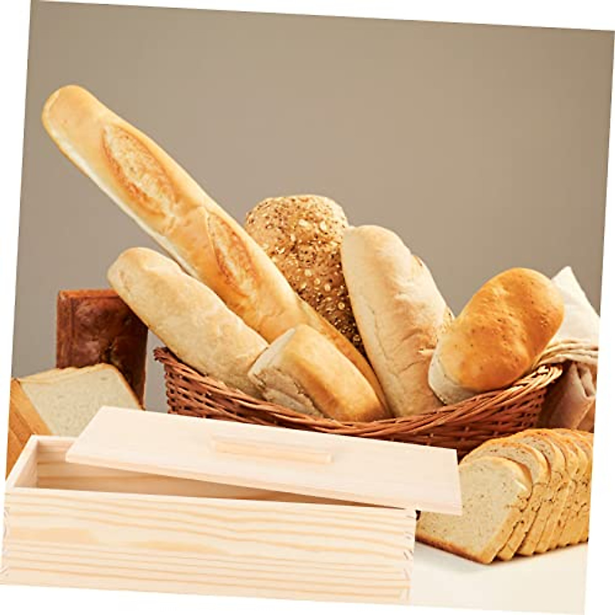 HAKIDZEL toast mold unfinished treasure chest wood bread container kitchen loaf pan nonstick bread pan wood bread bin soap container toast DIY baking mold wooden with cover baking tools