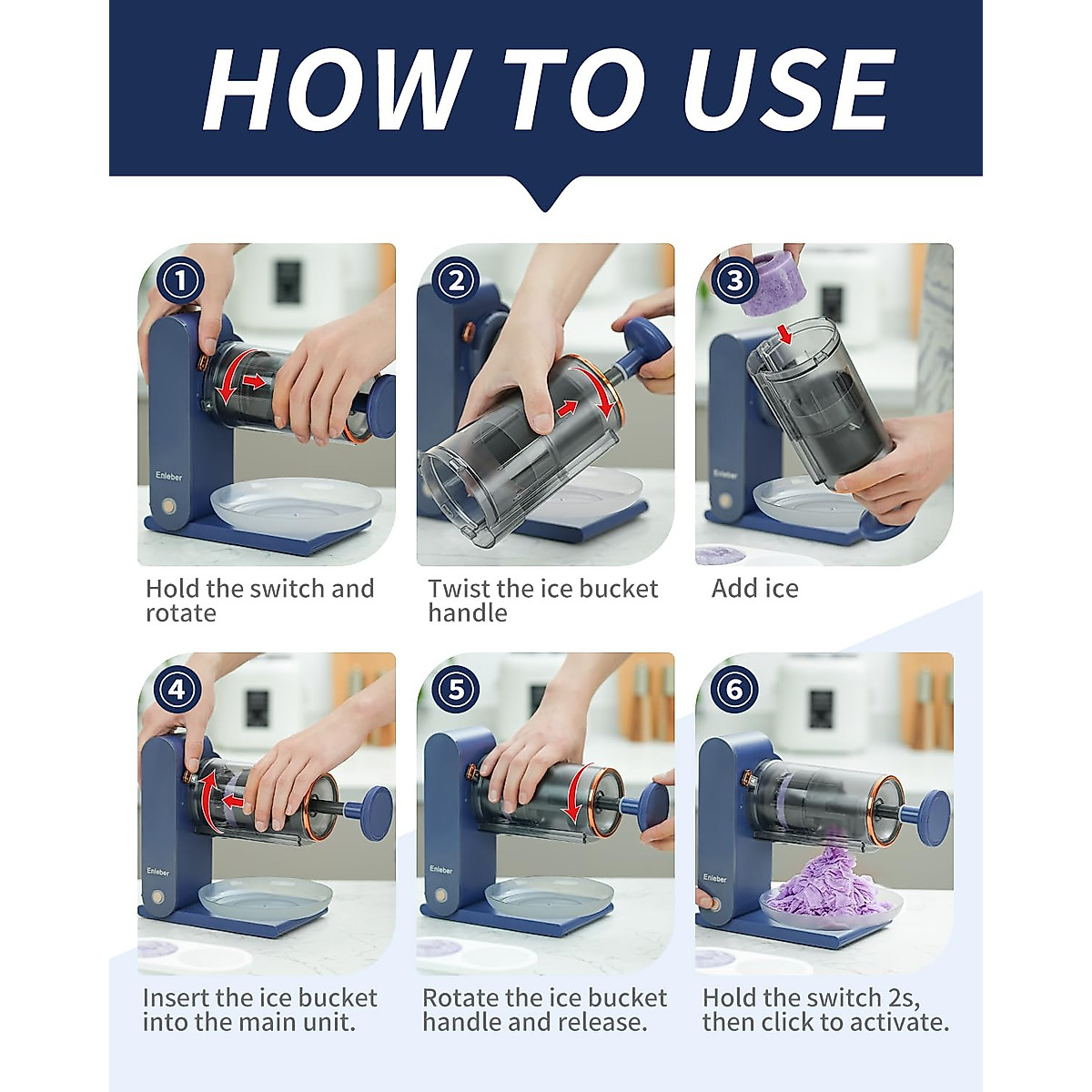 Electric Shaved Ice Machine bundle with Safe Mandoline Slicer,Rechargeable Snow Cone Machine with 2 Silicone Ice Mold, Multifunctional 6 in 1 Food Chopper