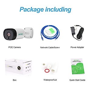 SV3C 4K POE IP Camera Outdoor POE Cam with Motion Detection, Night Vision, Metal Shell IP67 Waterproof, One-Way Audio, H265, H264, Support Danale APP, Bule Iris, RTSP, Onvif Conformant, Cloud Storage